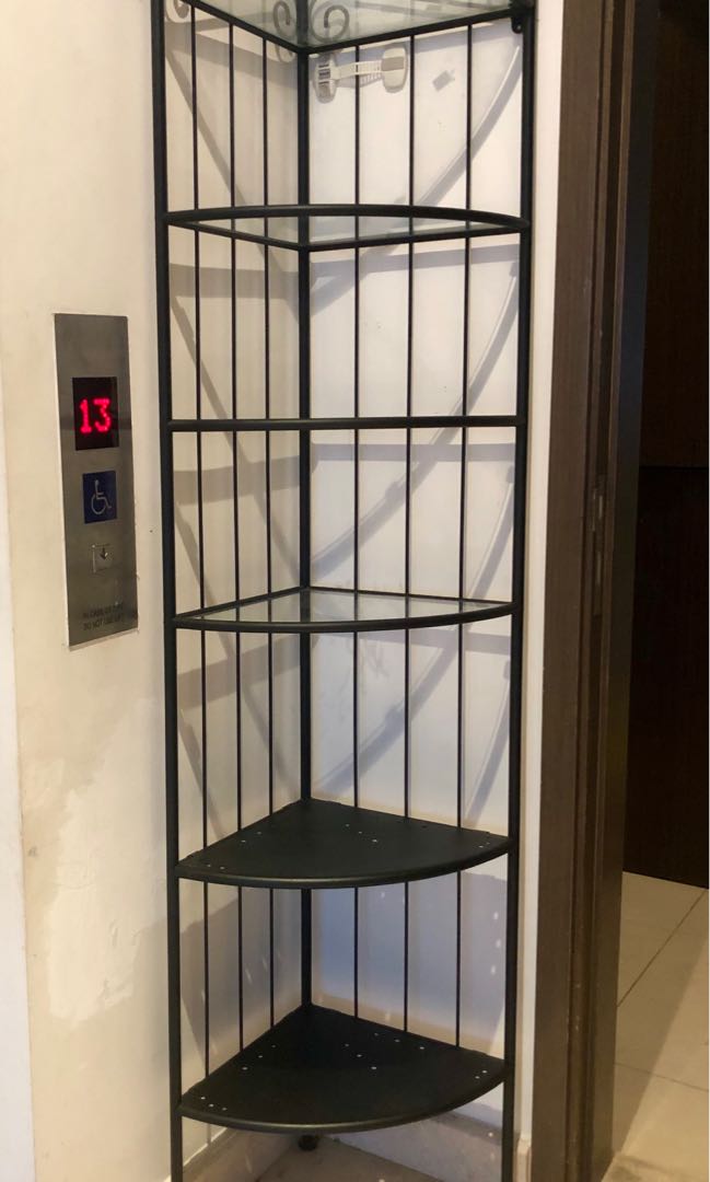 Corner Display Shelf Unit Black Metal, Furniture & Home Living ...