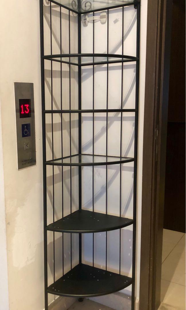 Corner Display Shelf Unit Black Metal, Furniture & Home Living ...