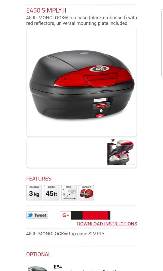 Givi Simply Top Box, Motorcycles, Motorcycle Accessories on Carousell