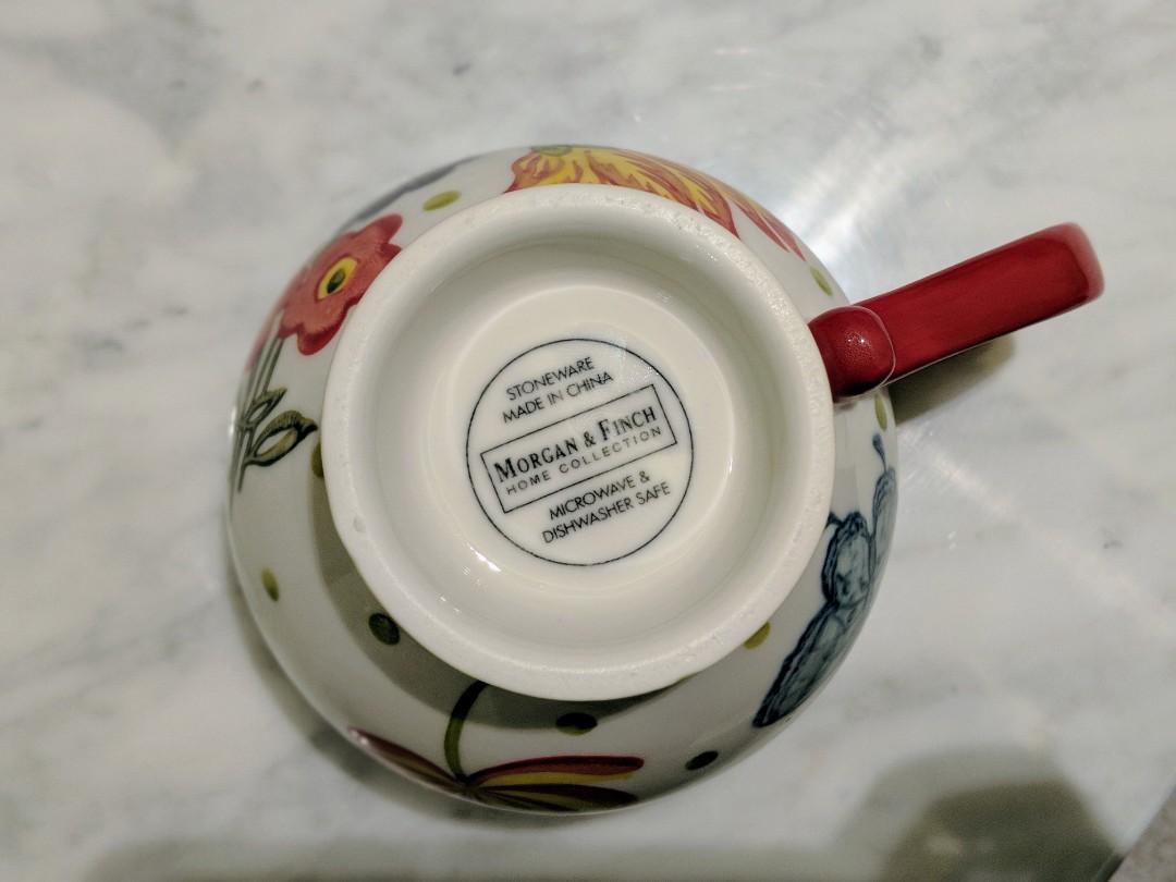 Morgan & Finch - Beautiful Flower and Butterfly Cup Bowl, Furniture ...