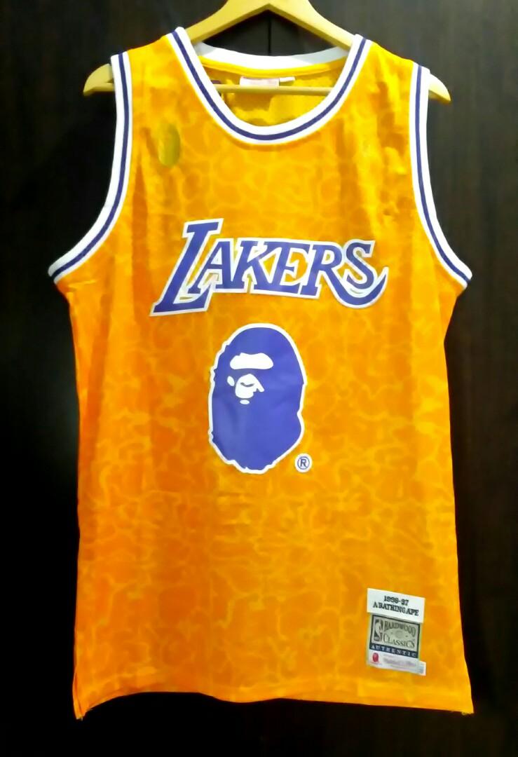 Bape A Bathing Ape x Mitchell & Ness Lakers NBA Basketball jersey, Men ...