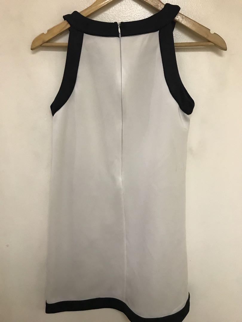 Bold Black & White Mini Mod Dress with 60s Inspired Pockets, Women's ...