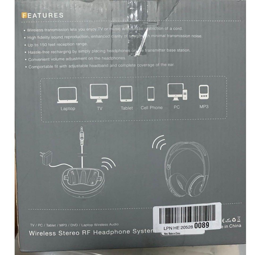 Jelly Comb Wireless Stereo RF Headphone System, Audio, Headphones ...