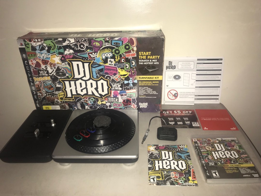 PS3 DJ Hero Turntable Kit with DJ Hero 1 and 2 Game, Video Gaming ...