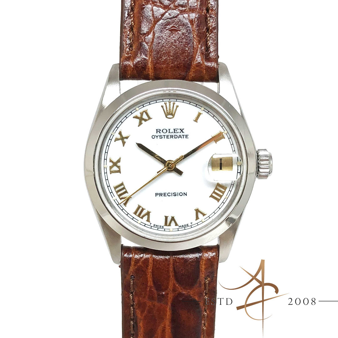 Rolex Oysterdate Precision Ref 6466 30mm Custom Roman Dial Winding ...