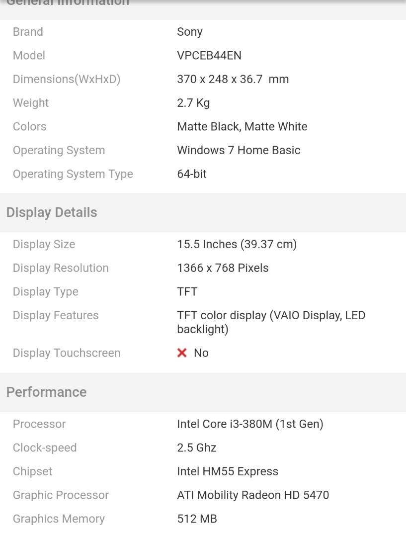 Sony Vaio E series VPCEB45FG, Computers & Tech, Laptops & Notebooks on ...