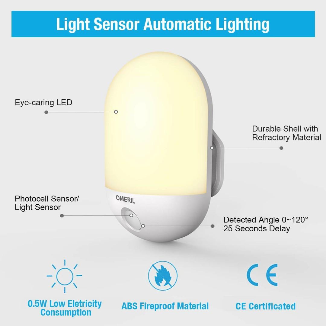 Y. LED Night Light, OMERIL Plug-and-Play Automatic wall plug, Babies ...