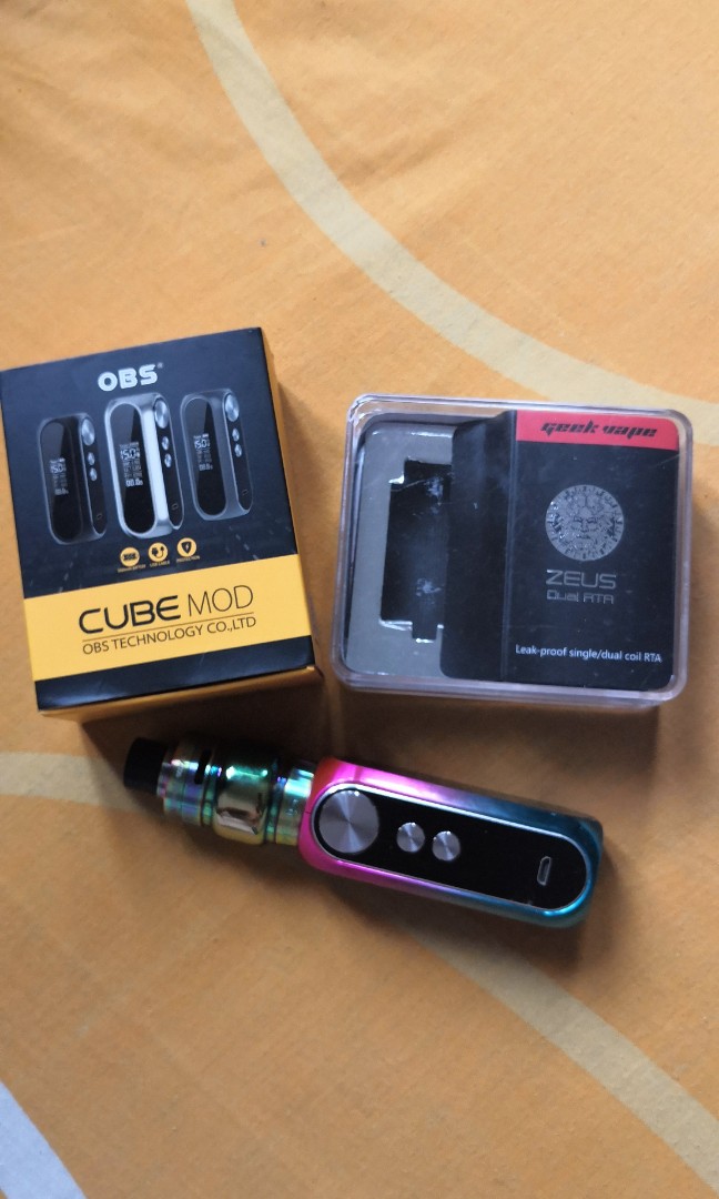 Full Vape Set; Cube Mod & Zeus Tank, Men's Fashion, Muslim Wear ...