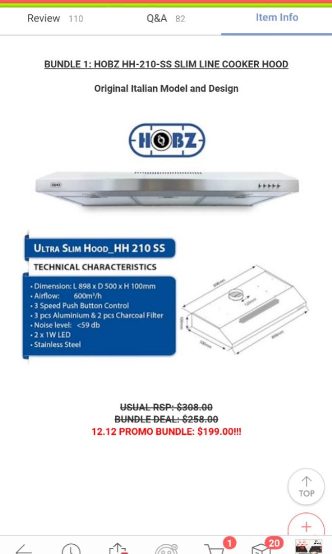 HOBZ cooker hood, TV & Home Appliances, Kitchen Appliances, Cookers on ...