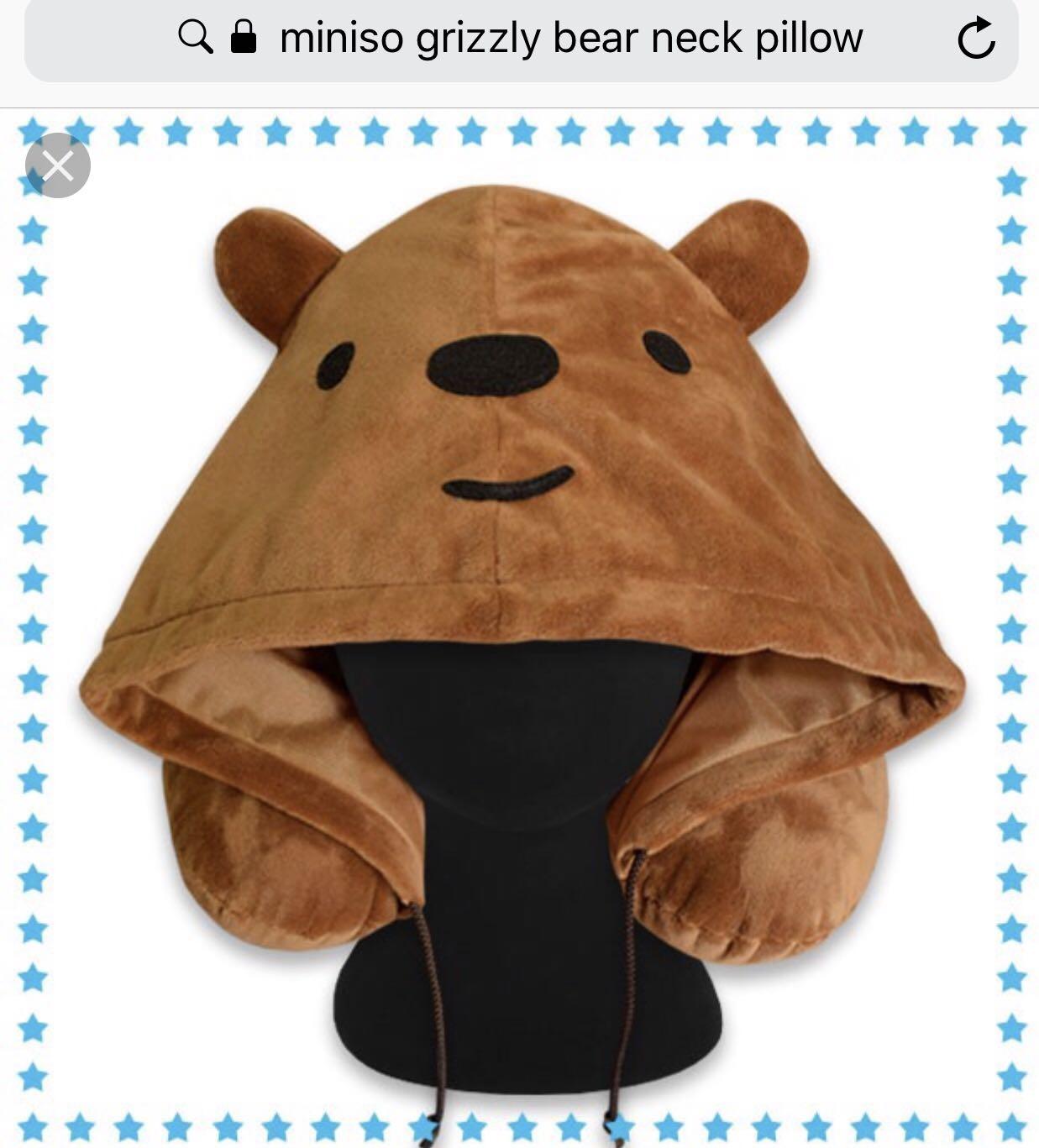 Miniso grizzly bear neck pillow, Hobbies & Toys, Travel, Travel ...