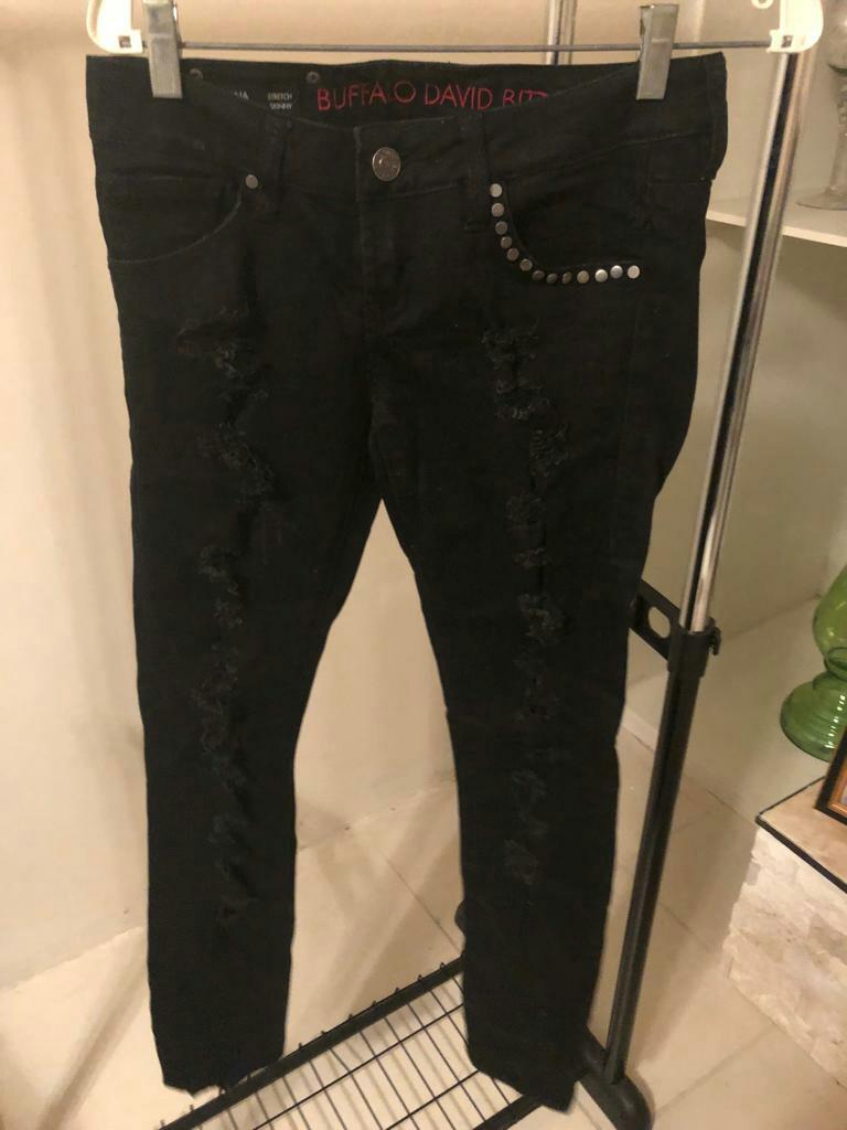 Ripped and sutured black Buffalo david jeans, Women's Fashion, Clothes ...