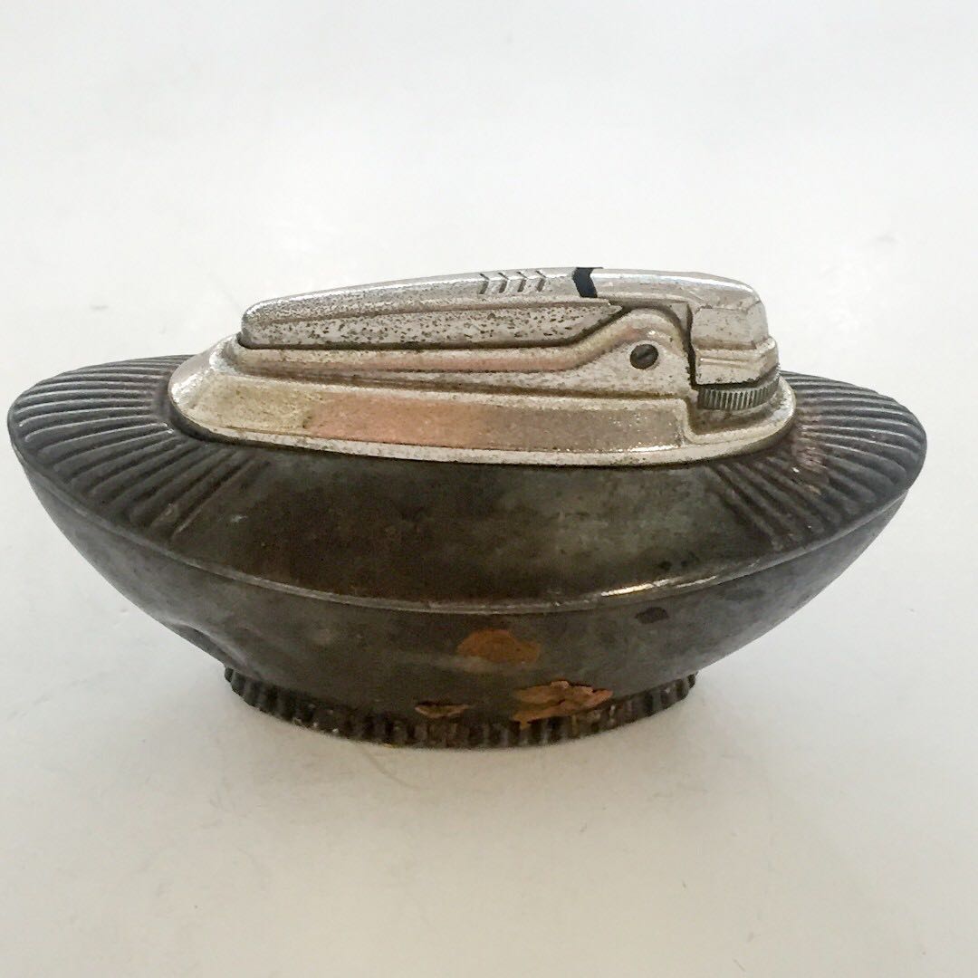 Vintage RONSON Varaflame Table Lighter Boat Shaped Silver Tone *Not ...