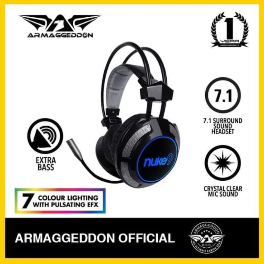 Armaggeddon Nuke 9 - 7.1 Surround Gaming Headset, Audio, Headphones ...