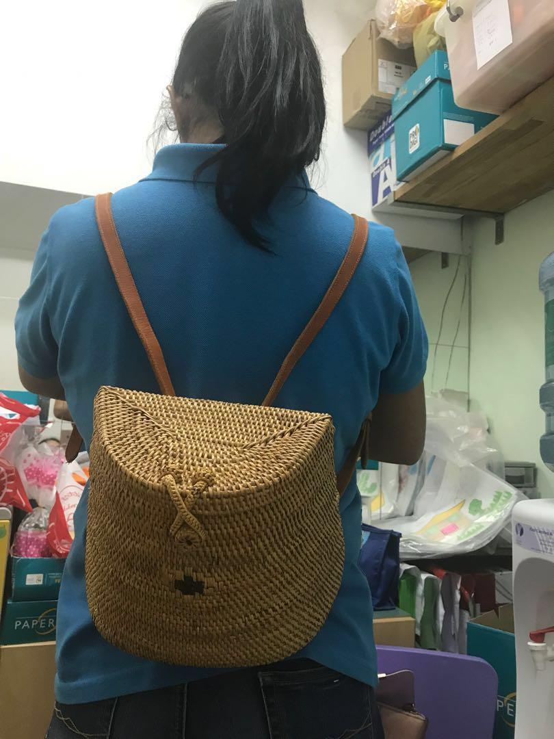 Authentic Bali Rattan Backpack, Luxury, Bags & Wallets on Carousell