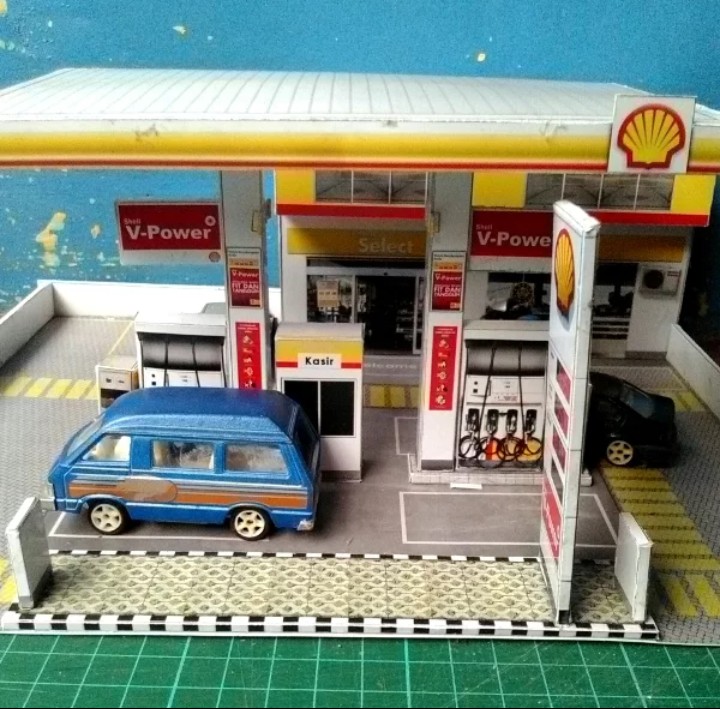 MINIATUR BIORAMA SPBU POM BENSIN SHELL SKALA 64, Desain & Kerajinan ...