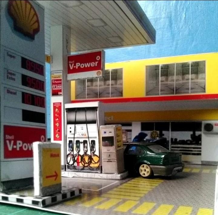 MINIATUR BIORAMA SPBU POM BENSIN SHELL SKALA 64, Desain & Kerajinan ...