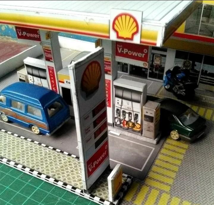 MINIATUR BIORAMA SPBU POM BENSIN SHELL SKALA 64, Desain & Kerajinan ...