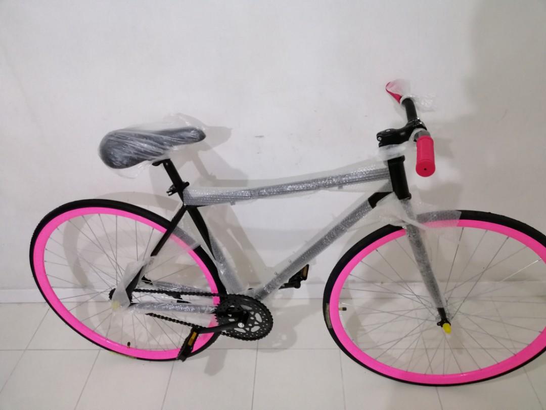 NEW fixie bicycle fixes bike pink with black, Sports Equipment ...