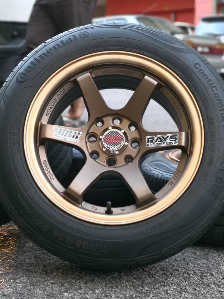 Te37 14 inch sports rim saga flx tyre 80%, Auto Accessories on Carousell