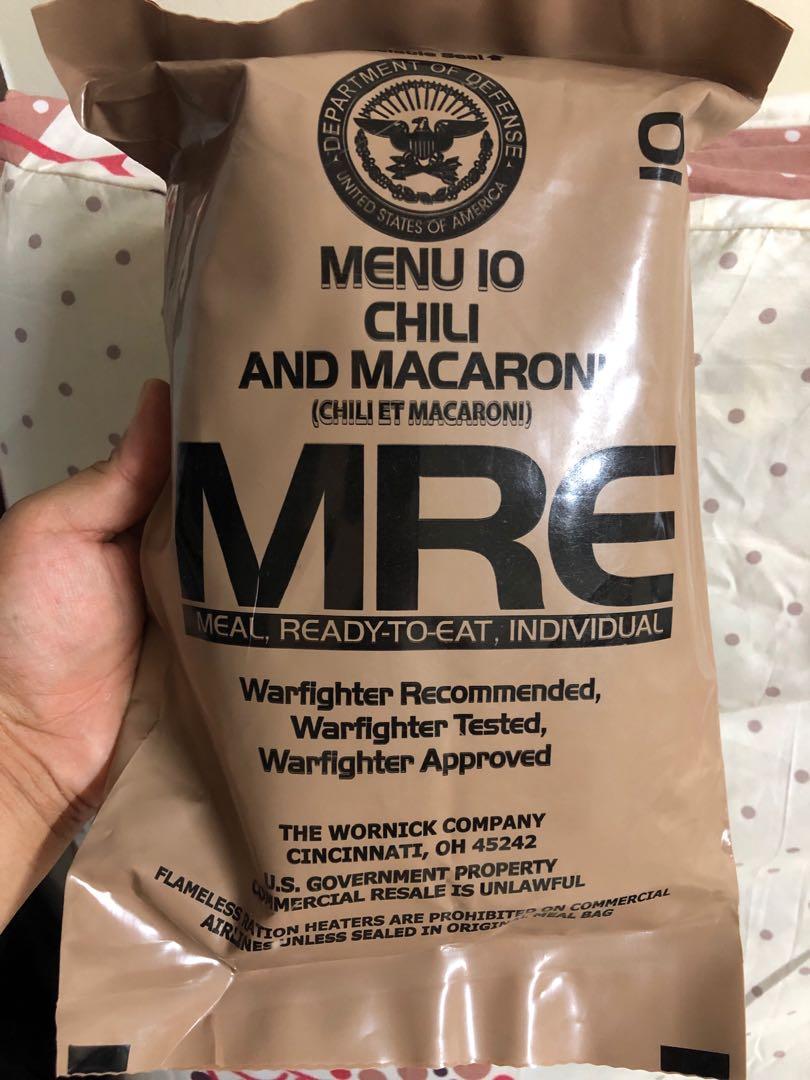 US MRE menu 10 - Chili and Macaroni, Food & Drinks, Local Eats on Carousell