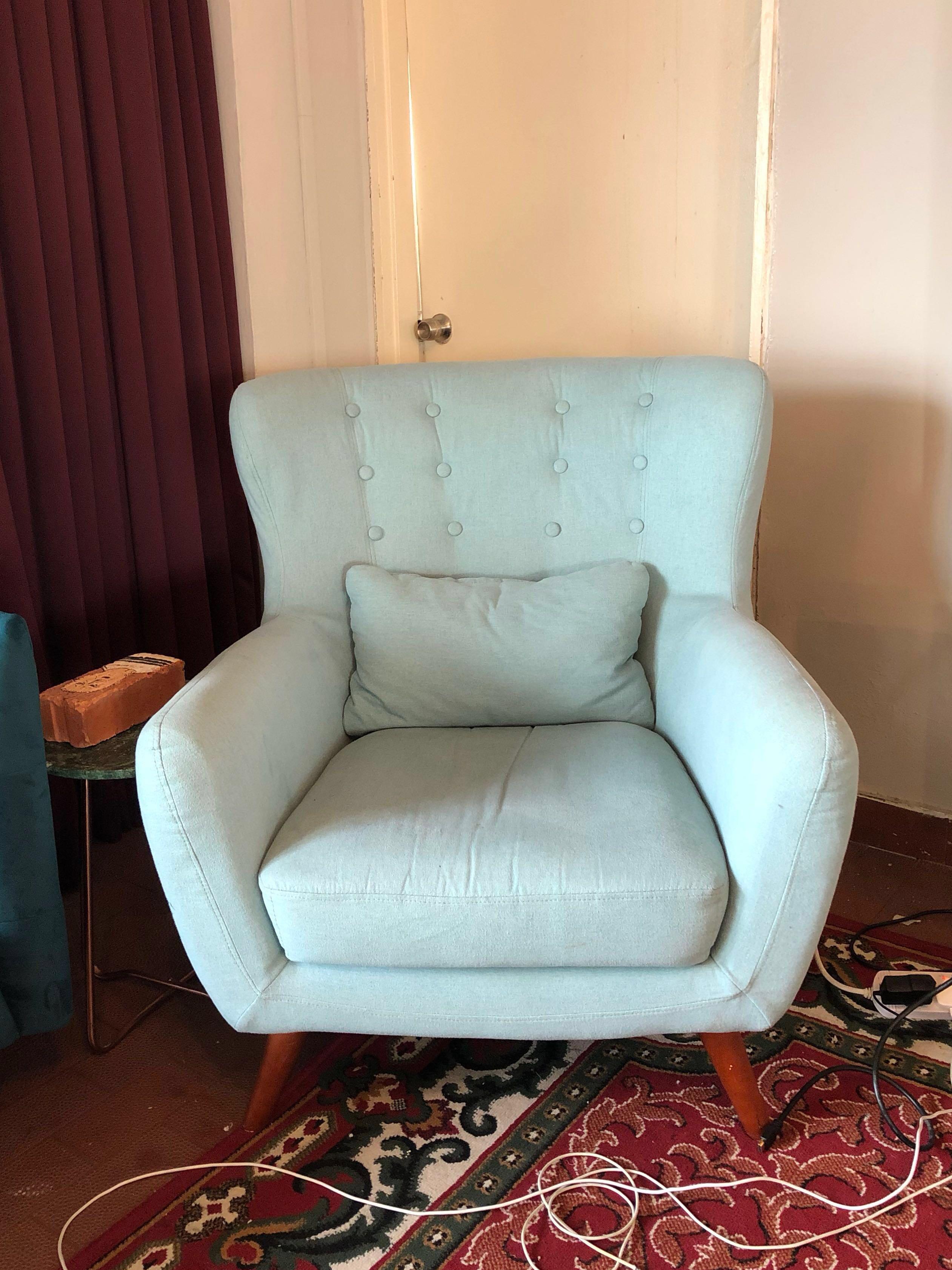 Light Blue Lounge Chair, Furniture & Home Living, Furniture, Chairs on ...