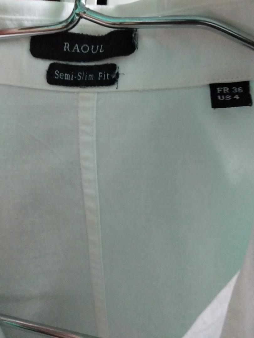 Raoul white semi slim fit white long sleeved shirt, Women's Fashion ...