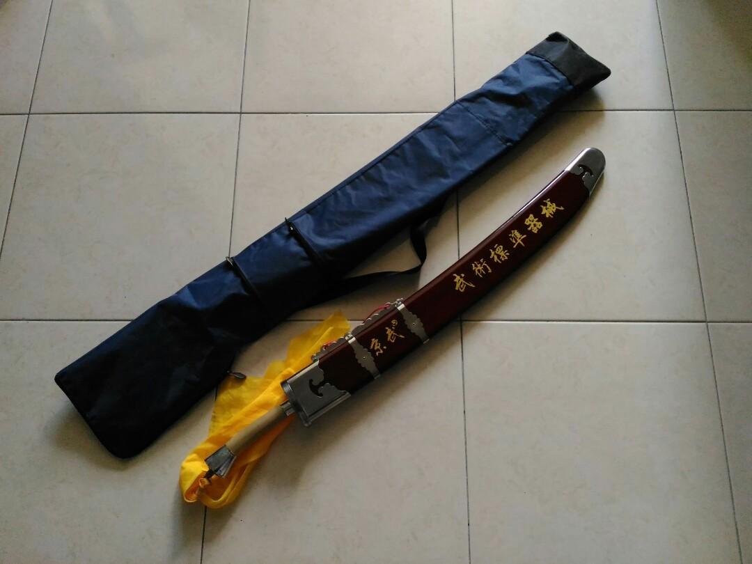 Wushu broad sword with cover and holder, Sports Equipment, Other Sports ...