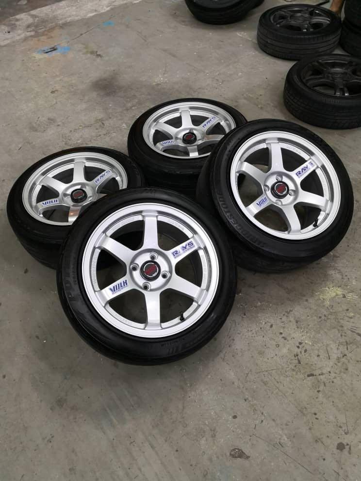 Te37sl 15 inch sports rim wira tyre 70%, Auto Accessories on Carousell