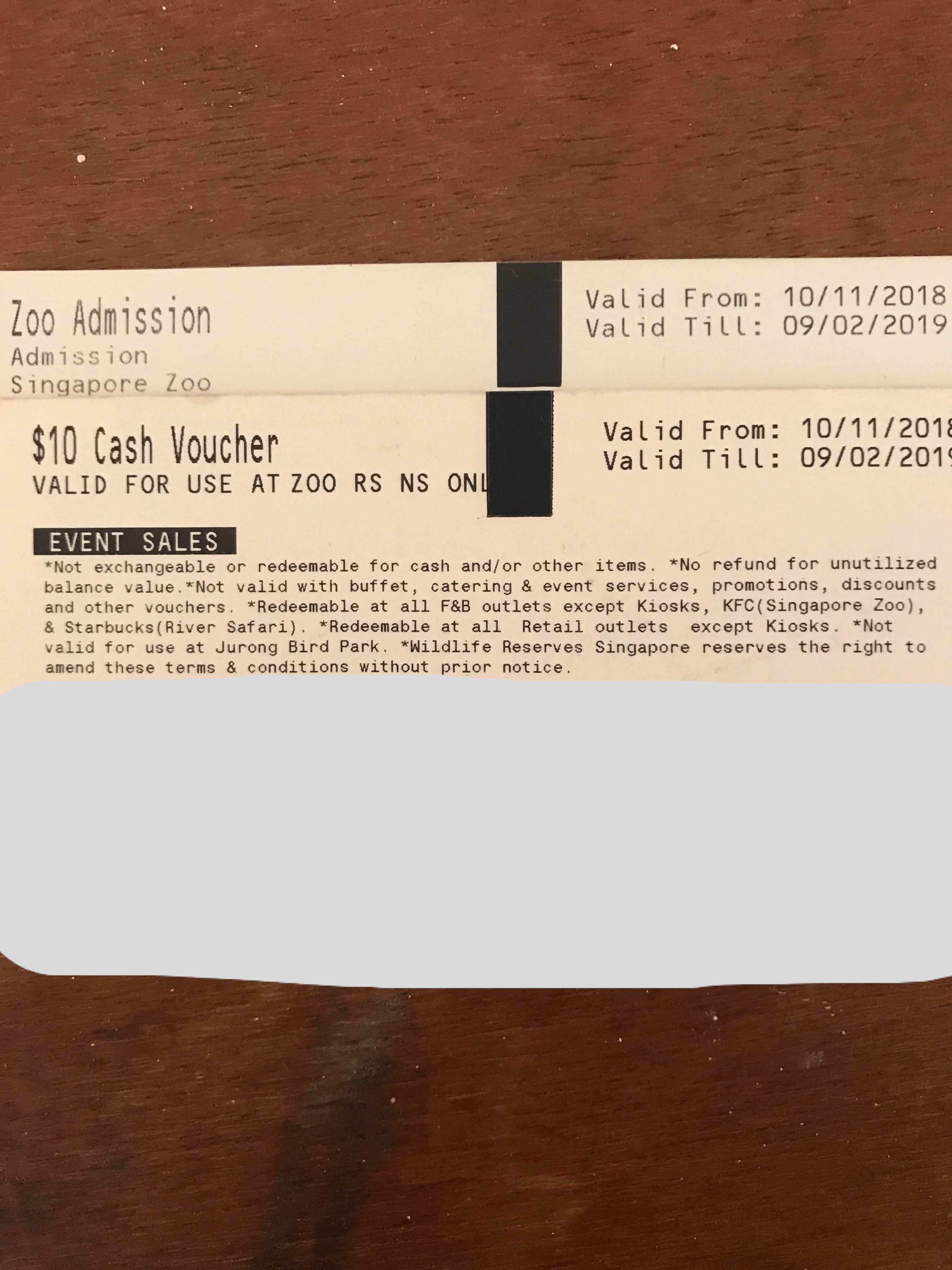 Zoo ticket + $10 cash voucher, Tickets & Vouchers, Local Attractions ...