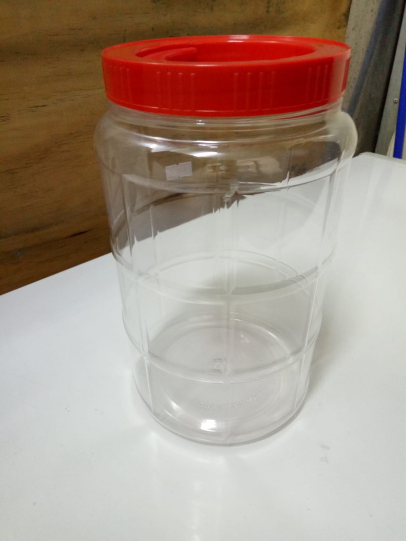 SU 933 Round Plastic Jar/ Red top containers, Furniture & Home Living ...