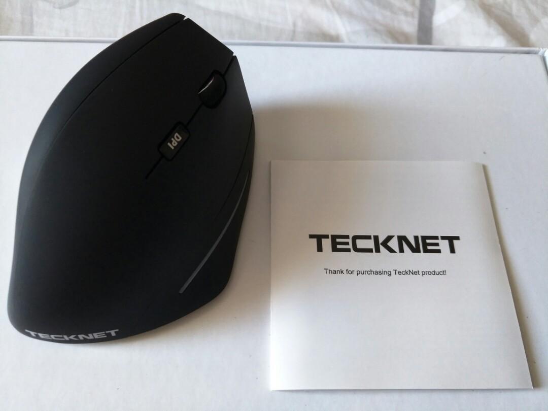 TeckNet 2.4g Ergonomic Vertical Optical Wireless Mouse with USB Nano ...