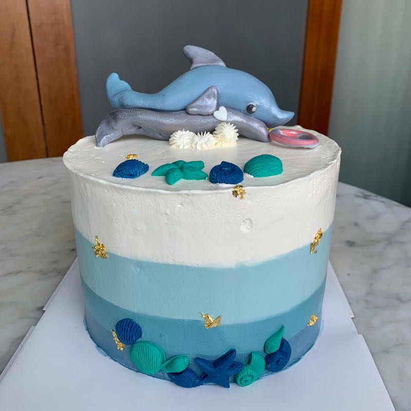 Customised Dolphin cake, Food & Drinks, Homemade Bakes on Carousell