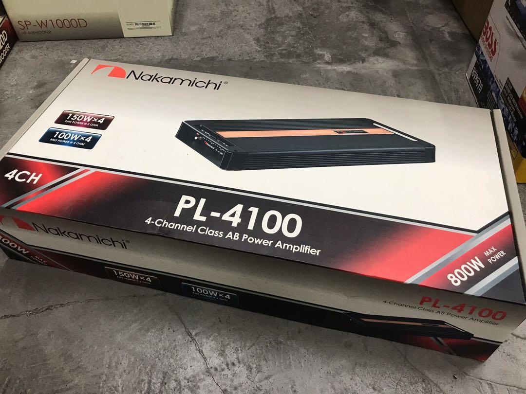 Nakamichi PL-4100 4-Channel Class AB Power Amplifier, Car Parts & Accessories on Carousell