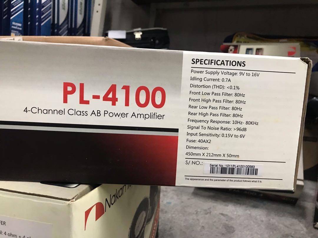 Nakamichi PL-4100 4-Channel Class AB Power Amplifier, Car Parts & Accessories on Carousell