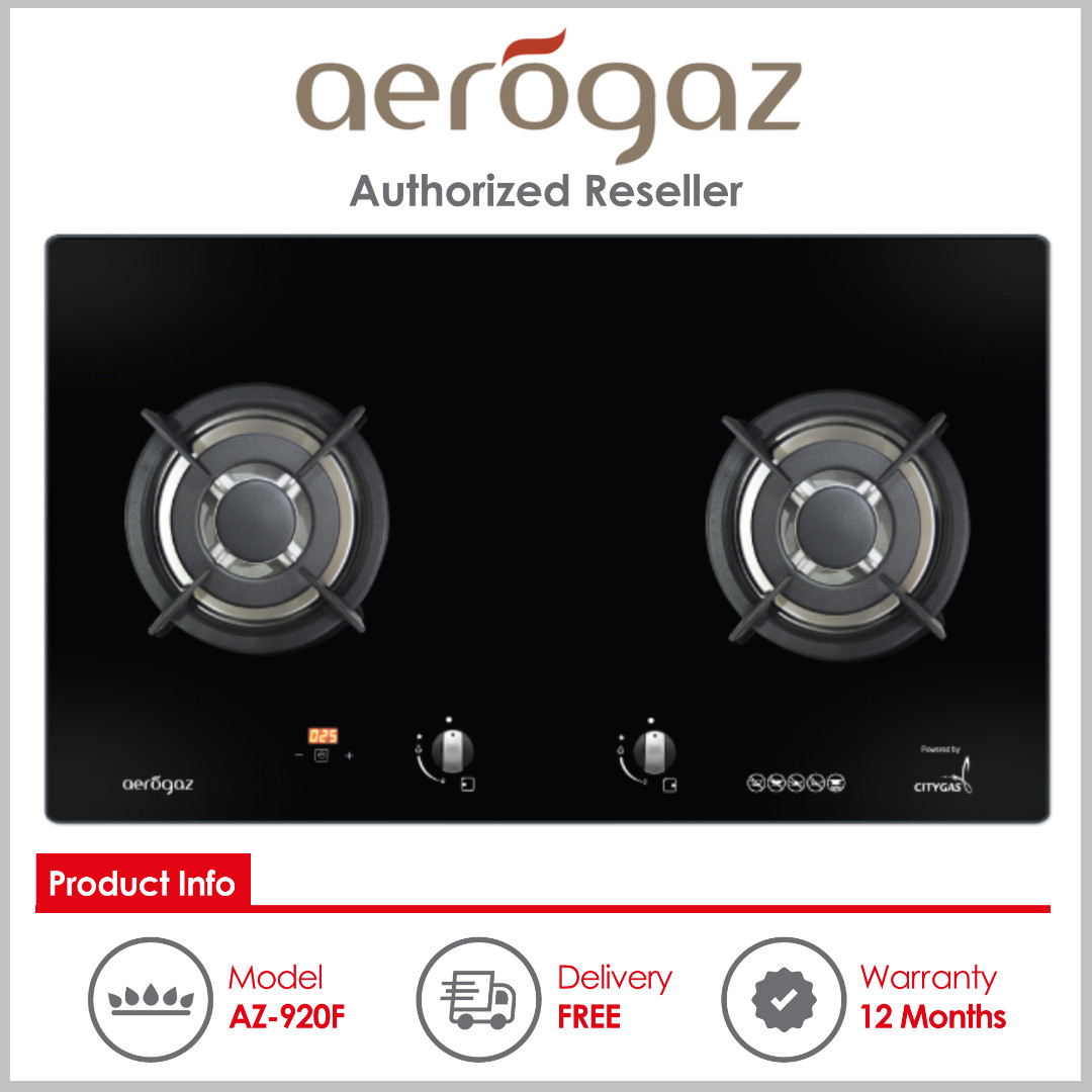 Aerogaz ( AZ-920F ) 2 Burner Built-In Gas Hob with Tempered Glass Top ...