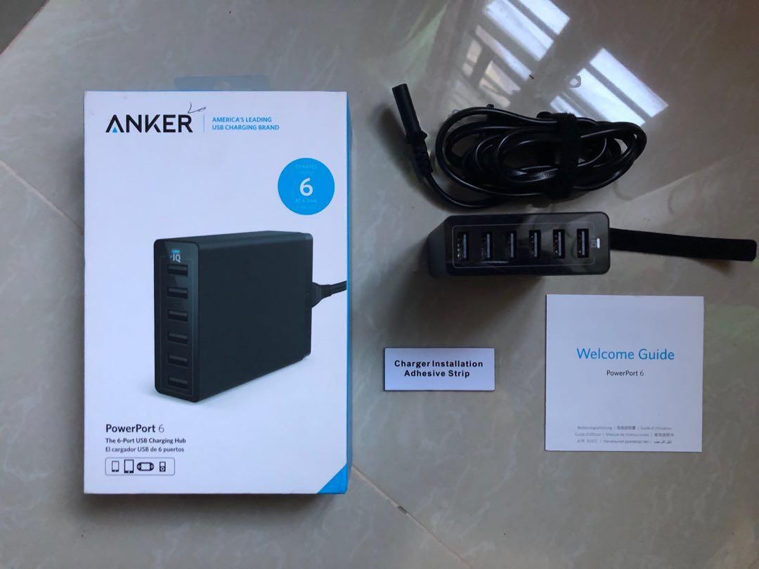 Anker PowerPort 6 60W 6-Port Smart Fast Charger w/ PowerIQ, Computers ...