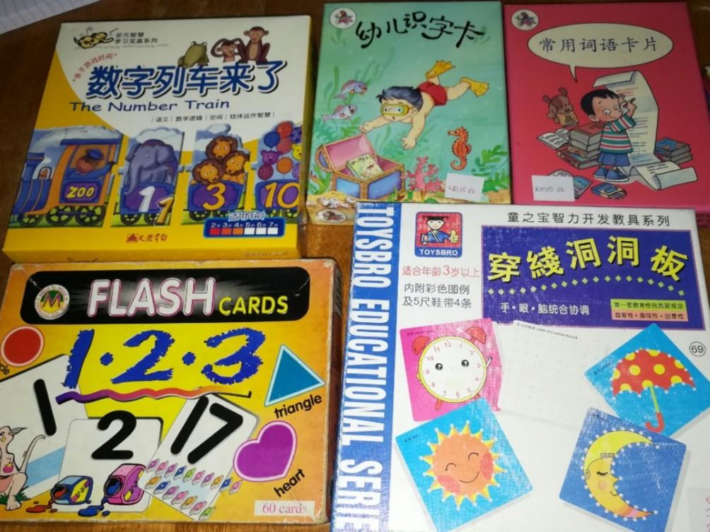 Assorted flash cards and lacing board games for children, Hobbies ...