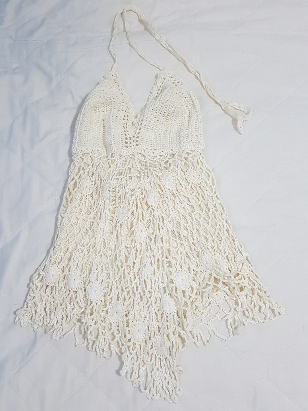 (Brand New) Sexy Knit Wear - White Deep V Low Cut, Halter Neck, Bare ...