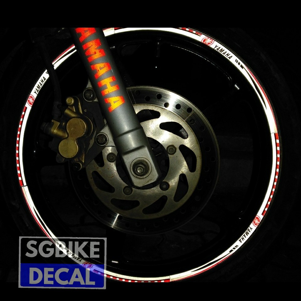 Red 'Yamaha Reflective Rim Sticker, Motorcycles, Motorcycle Accessories ...