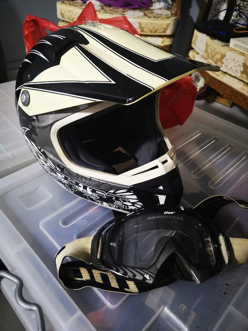 Shift motocross helmet with thor goggles, Motorcycles, Motorcycle ...