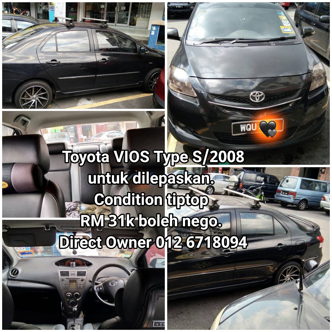 Toyota Vios Type S (Hitam), Cars, Cars for Sale on Carousell