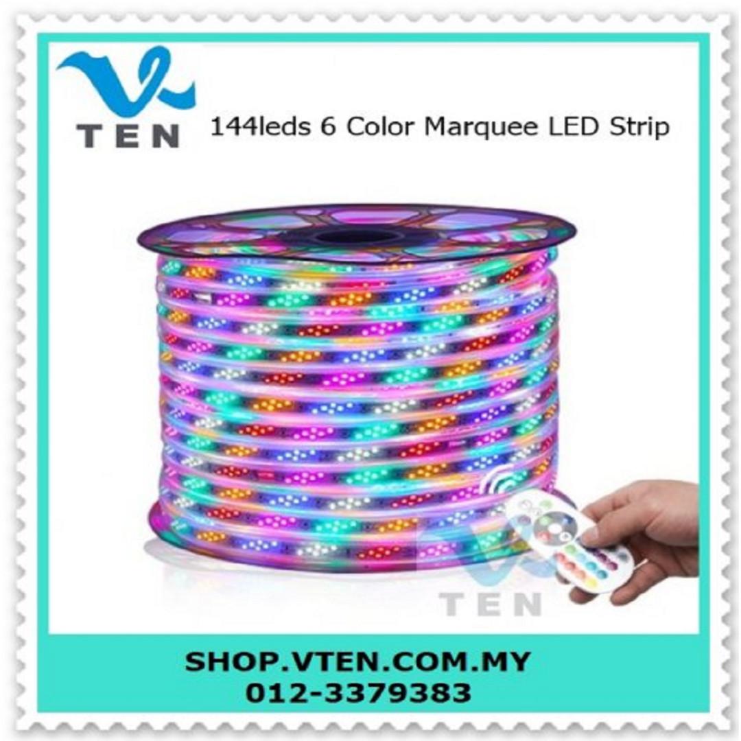 Waterproof 220V 144LEDS 6Colors RGB Marquee Running LED Strip 5M ...