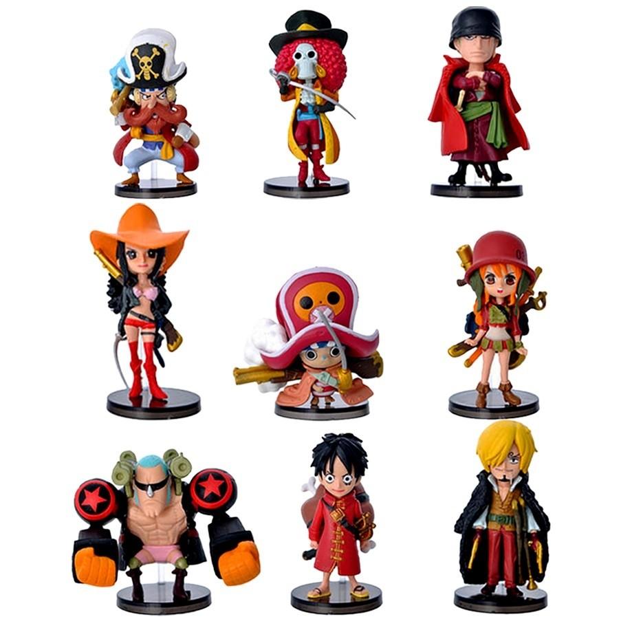 9pcs One Piece Luffy Nami Zoro Brook Chopper Robin Sanji Franky Usopp ...