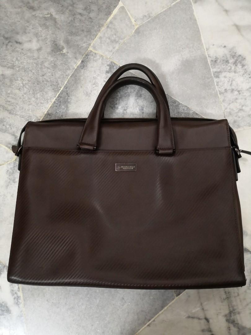 Beverly hills polo club brown briefcase #9.9off, Men's Fashion, Bags ...