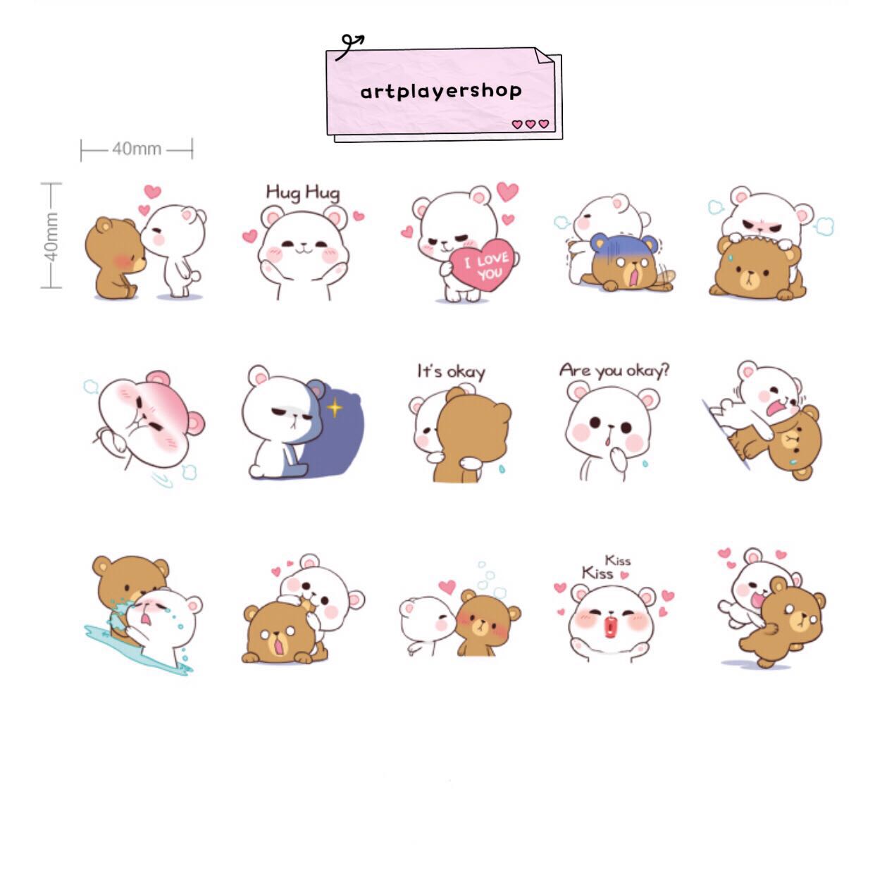 Cute Bear Stickers (BUJO), Hobbies & Toys, Stationery & Craft, Craft ...