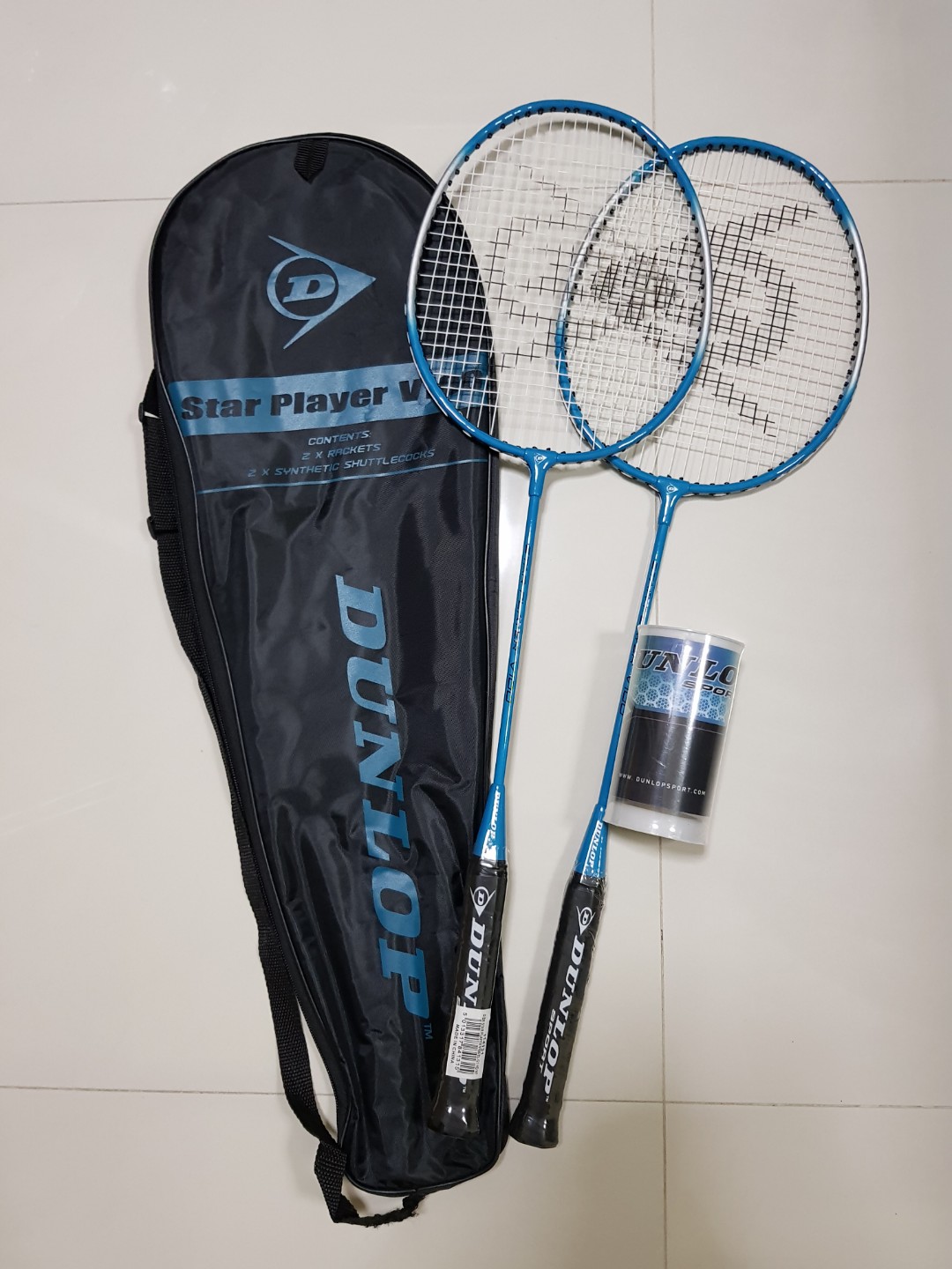 Dunlop 2 Player Star Player V100 Badminton Rackets + Shuttlecocks ...