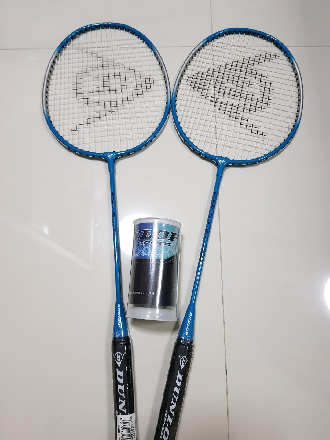 Dunlop 2 Player Star Player V100 Badminton Rackets + Shuttlecocks ...
