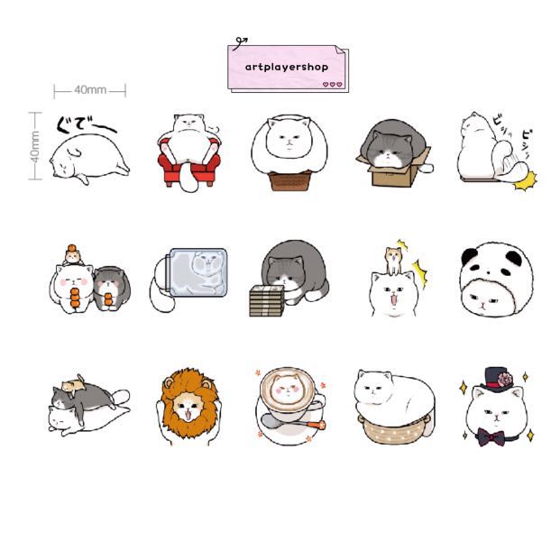 Fat Cat Stickers (BUJO), Hobbies & Toys, Stationery & Craft, Craft ...