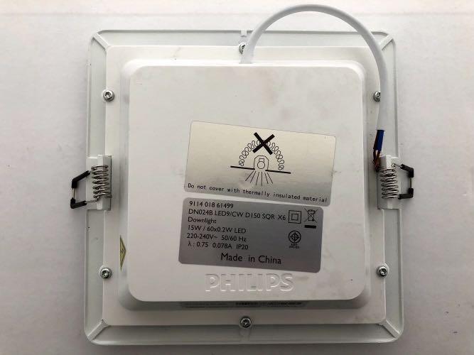 Philips 15w slim LED DOWNLIGHT (square), Furniture & Home Living ...