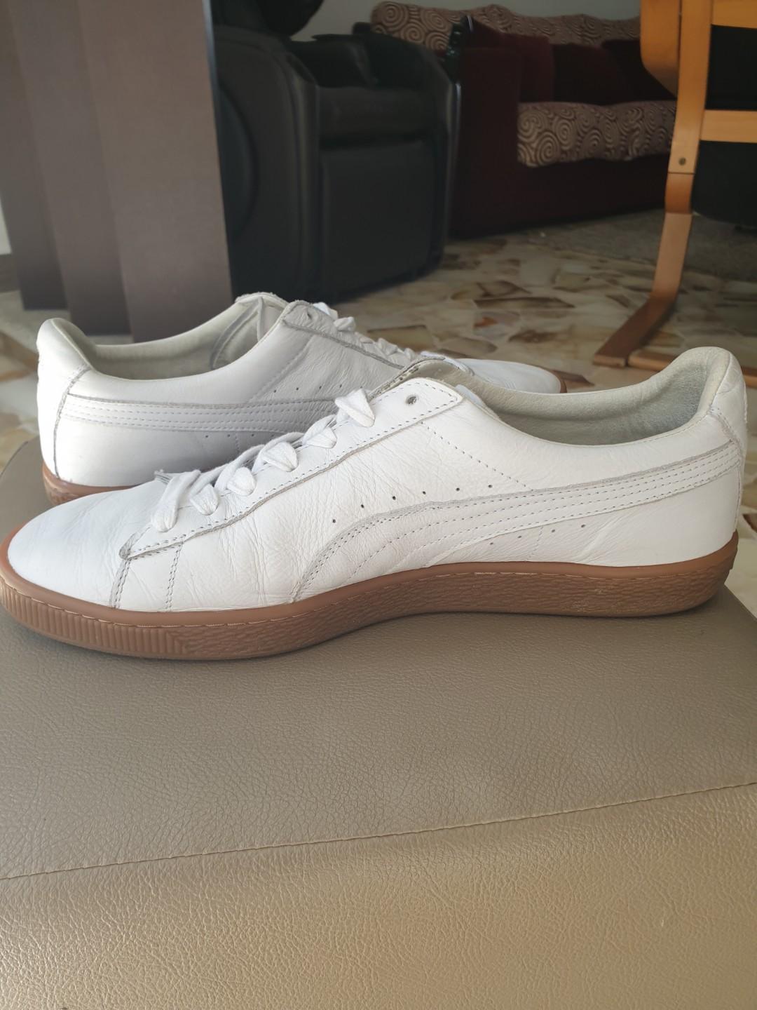 Puma Prime Basket Classic Gum Deluxe White Shoes, Men's Fashion ...